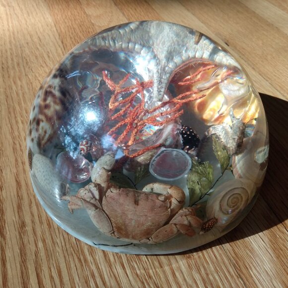 Vintage | Accents | Large Resin Paperweight Vomit Lucite Embedded Sea ...